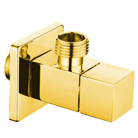 X EMall Brass Gold Angular Angle Valve Stop Cock Square For Bathroom And Geyser At