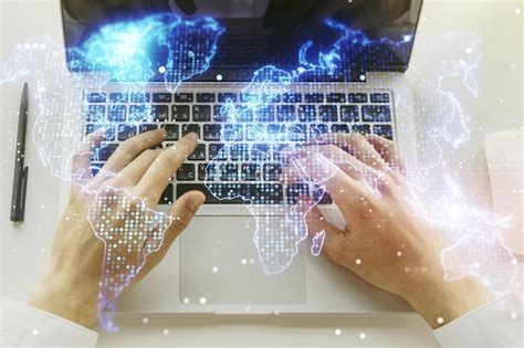 Premium Photo Multi Exposure Of Abstract Creative Digital World Map