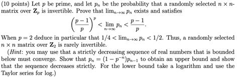 Solved Points Let P Be Prime And Let Pn Be The Chegg Com