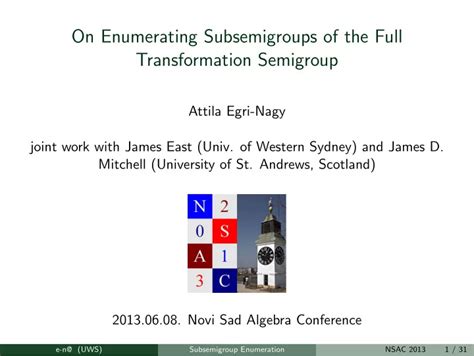 Ppt On Enumerating Subsemigroups Of The Full Transformation