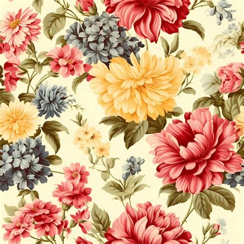 Premium Photo A Floral Print Of Flowers By Peony