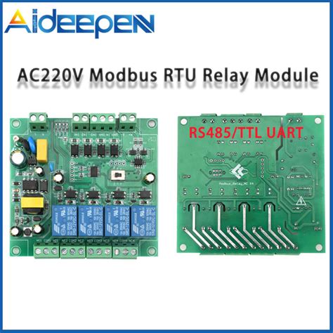 Aideepen Modbus RTU AC220V 4 Channel Relay Module Switch RS485 TTL UART