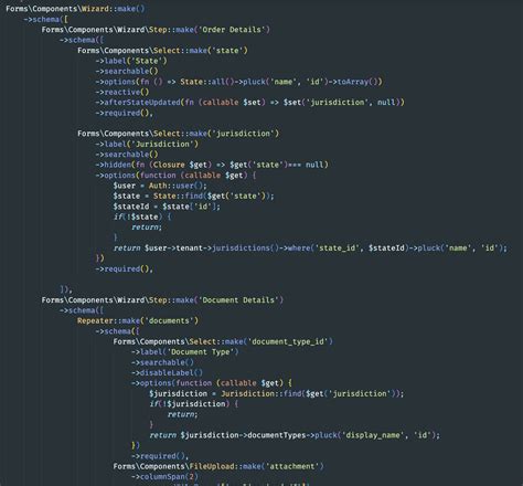 Dependent Select Inside Wizard With Repeater Not Being Populated Filament