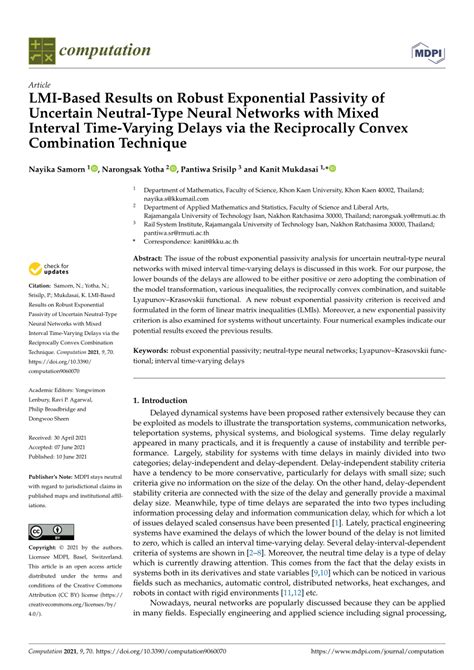 Pdf Lmi Based Results On Robust Exponential Passivity Of Uncertain Neutral Type Neural
