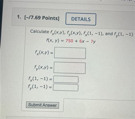 Solved Points Calculate Fx X Y Fy X Y Fx 1 1 And Chegg Com