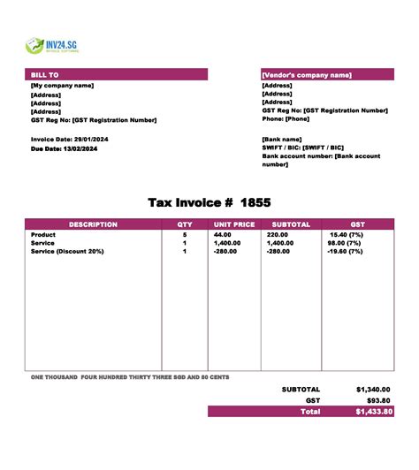 Purchase Invoice In Singapore Definition And Sample