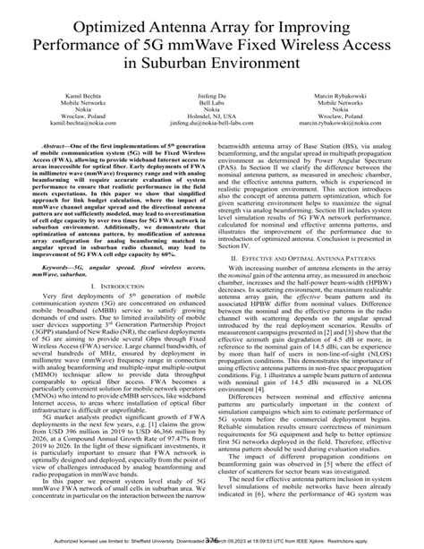 Optimized Antenna Array For 5g Mmwave Fwa In Suburbs