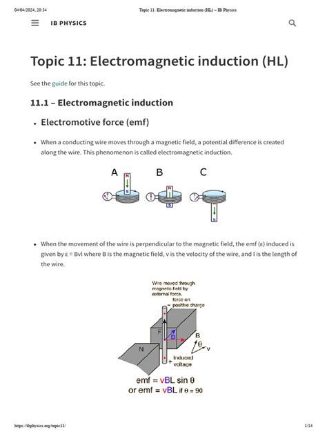 Topic 11 Electromagnetic Induction Hl Ib Physics Pdf Electromagnetic Induction Capacitor