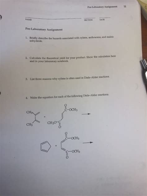 Pre Laboratory Assignment 11 Name Section Date