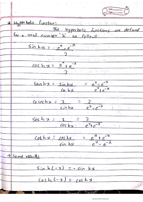 SOLUTION Derivative Of Hyperbolic Function Studypool