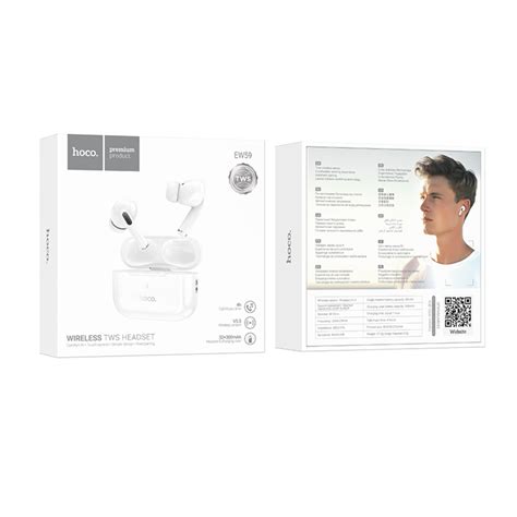 Наушники внутриканальные HOCO EW59, True, Bluetooth, цвет: белый ...