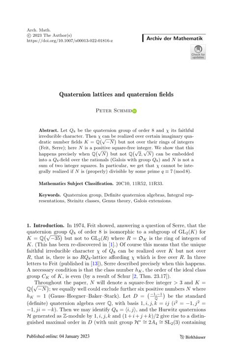 pdf quaternion lattices and quaternion fields