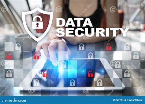 Data Protection And Cyber Security Concept On The Virtual Screen Stock