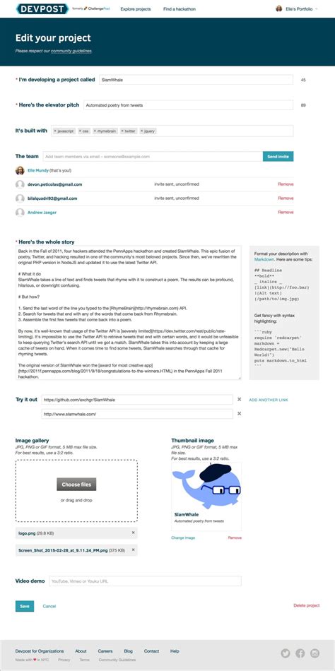 Devpost Software Form Redesign Devpost