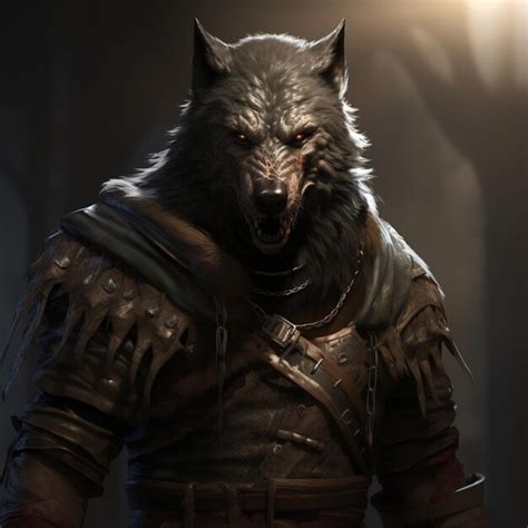 Premium Ai Image Lycan Rabid Dire Wolf Humanoid Medieval Fantasy Ai