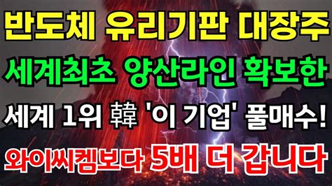 유리기판은 그냥 이 기업 무식하게 사모으세요 세계 최초 양산라인 확보 세계 1위 이 기업 풀매수 때릴 위치가 왔습니다 Youtube