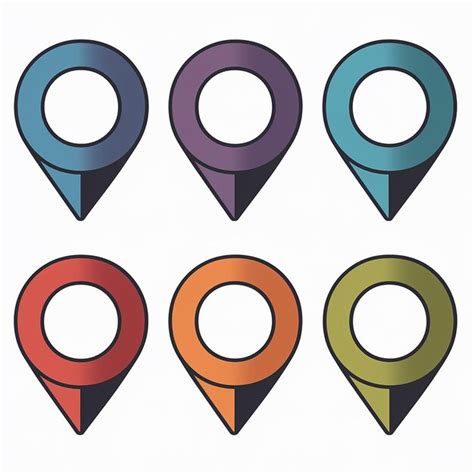 Six Unique ColorCoded Location Markers Premium AI Generated Vector