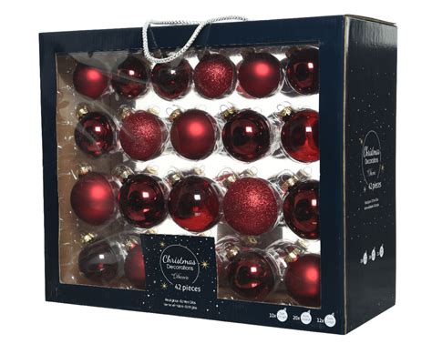 Decoris® Weihnachtskugeln Glas Mix Ø 7 Cm Rot 42 Stück Rot 423948