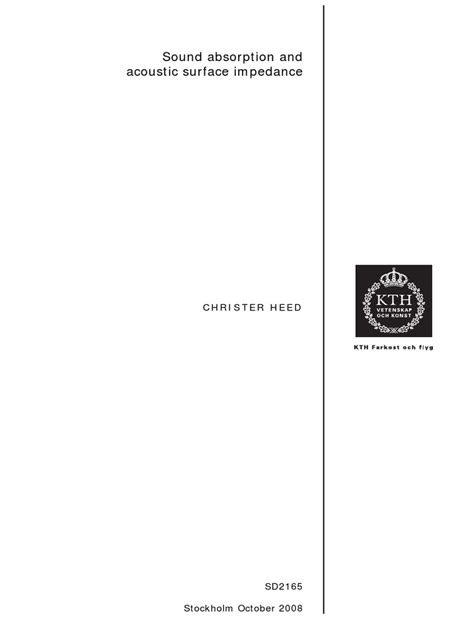 Sound Absorption And Accoustic Surface Impedance Pdf