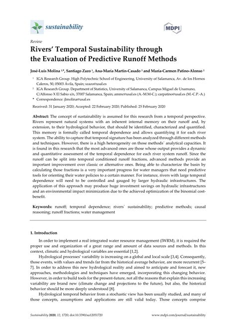 Pdf Rivers Temporal Sustainability Through The Evaluation Of Predictive Runoff Methods
