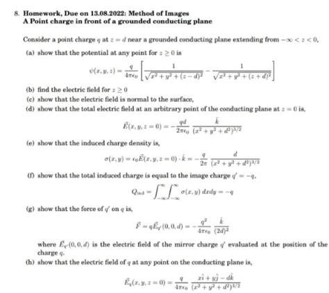 Solved Homework Due On Method Of Images A Chegg Com