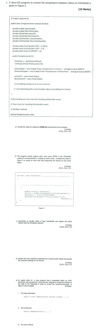 Solved 1 A Java Gui Program To Convert The Temperature