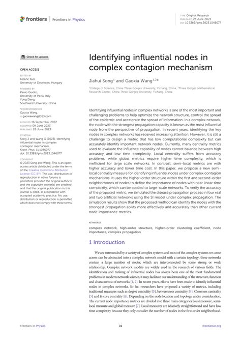 PDF Identifying Influential Nodes In Complex Contagion Mechanism