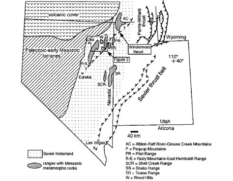 Tectonic Map Of Nevada Utah And Western Wyoming Showing The Position