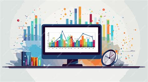 Data Analytics And Infographics On Computer Screen With Set Of Icons Premium Ai Generated Vector