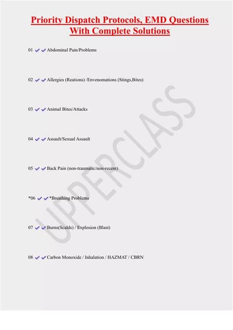 Priority Dispatch Protocols Emd Questions With Complete Solutions
