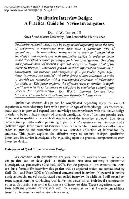 Qualitative Interview Design Pdf