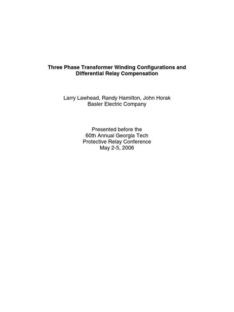 Three Phase Transformer Winding Configurations Pdf Transformer Matrix Mathematics
