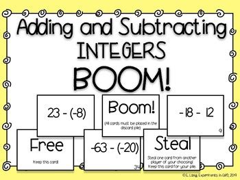 Adding And Subtracting Integers BOOM By Experiments In EBD TPT