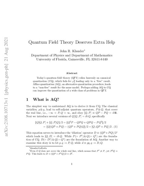 Pdf Quantum Field Theory Deserves Extra Help