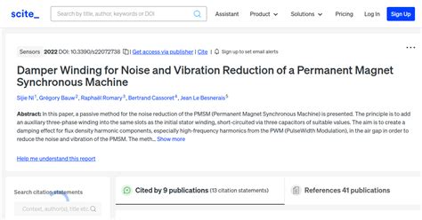 Damper Winding For Noise And Vibration Reduction Of A Permanent Magnet Synchronous Machine