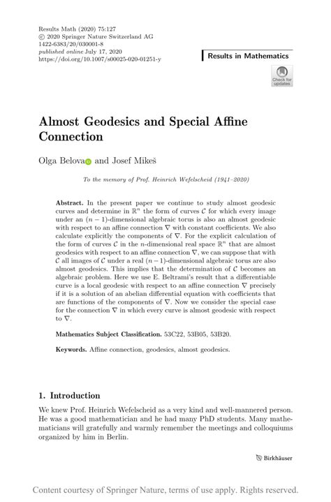 Almost Geodesics And Special Affine Connection Request Pdf