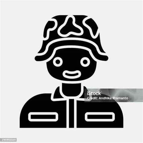 아이콘 솔저 군사 요소 글리프 스타일의 아이콘입니다 인쇄물 포스터 로고 인포그래픽 등에 적합합니다 경례에 대한 스톡 벡터 아트 및 기타 이미지 Istock