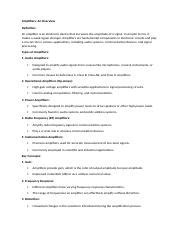 Amplifiers Docx Amplifiers An Overview Definition An Amplifier Is An Electronic Device That
