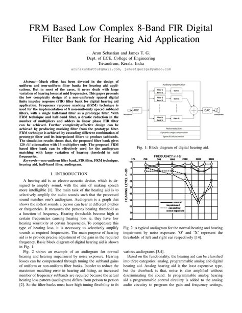 Pdf Digital Filter Bank For Hearing Aid Application Using Frm Technique