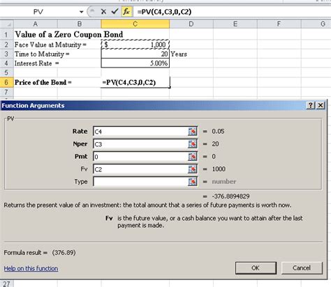 How To Calculate PV Of A Different Bond Type With Excel