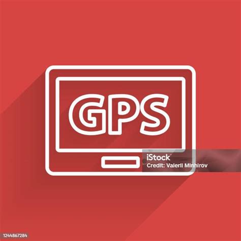 긴 그림자로 격리된 지도 아이콘이 있는 흰색 선 Gps 장치입니다 벡터 일러스트레이션 거리에 대한 스톡 벡터 아트 및 기타