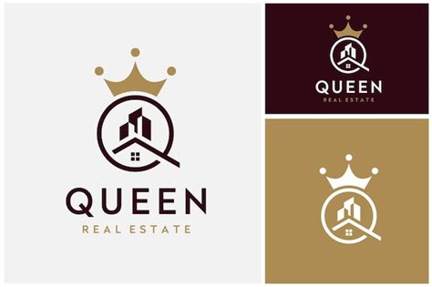 하우스 시티 빌딩 골든 킹 크라운 레터 Q 퀸 로얄 부동산 아파트 속성 로고 프리미엄 벡터