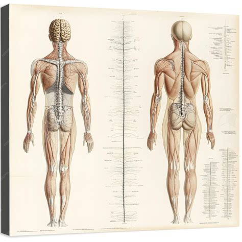 Detailed Schematic Diagram Of The Human Nervous System With Brain Spinal Cord And Neural