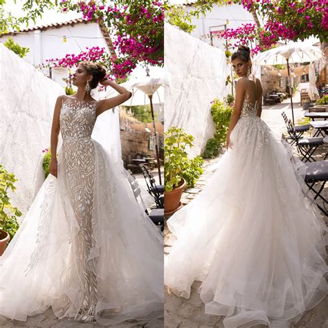 ₩269440에서 2020 탈착식 열차와 웨딩 드레스 웨딩 드레스 웨딩 드레스 신부 가운 스윕 기차 아비티 다 스포사 Dhgate