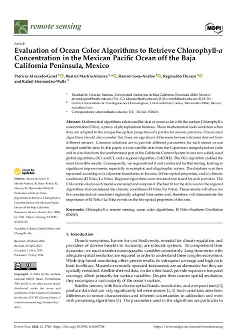 Pdf Evaluation Of Ocean Color Algorithms To Retrieve Chlorophyll A