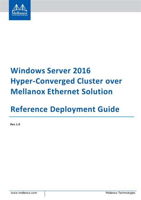 Pdf Windows Server 2016 Hyper Converged Cluster Over · Pdf File Mellanox Technologies Windows
