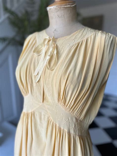 1940s Long Silk Slip With Embroidered Detail Gem