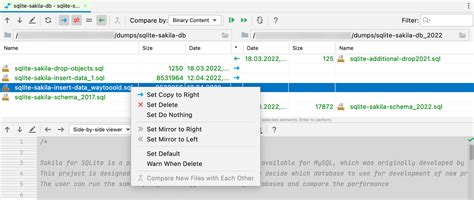 Compare Files Folders And Text Sources Datagrip Documentation