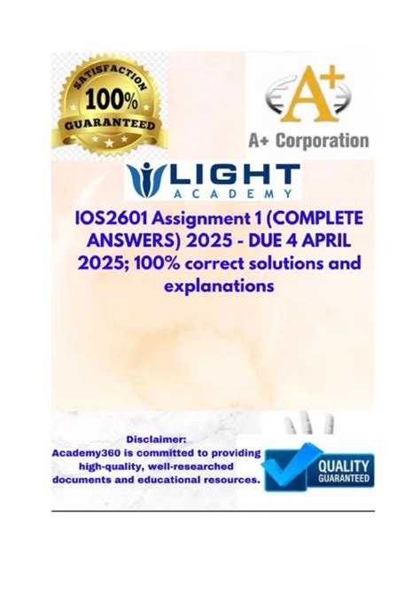 Ios2601 Assignment 1 Complete Answers 2025 Due 4 April 2025 100 Correct Solutions And