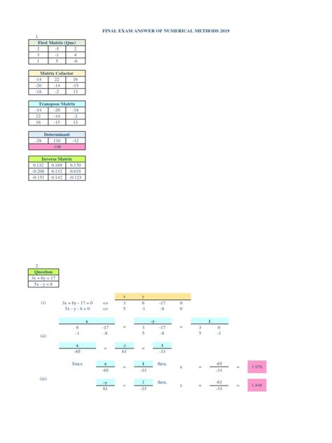 Final Exam Answer Of Numerical Methods 2019 Pdf Pdf Mathematical